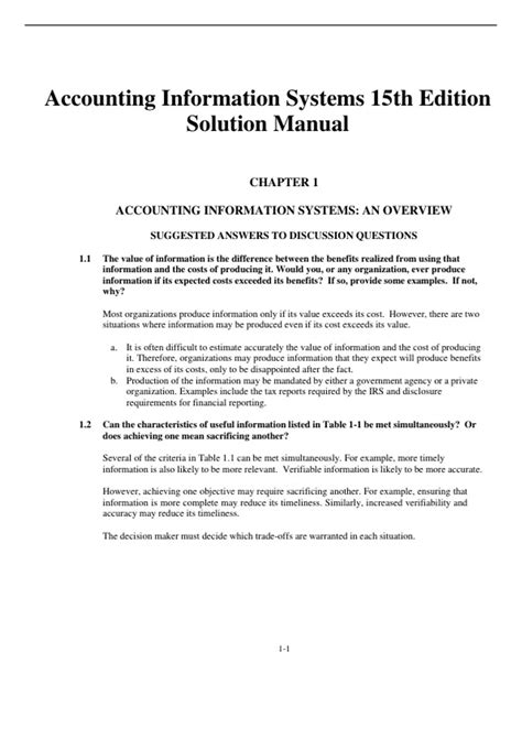 Solution Manual For Accounting Information Systems 15th Edition All Chapters 1 24 Full