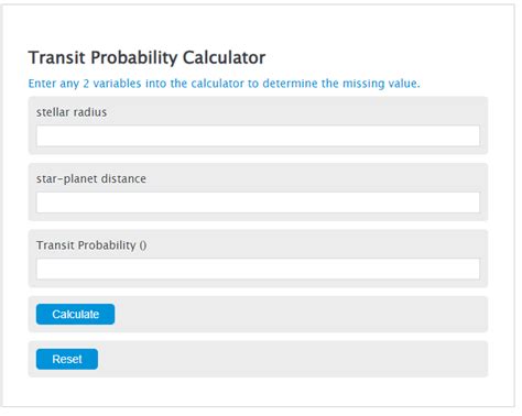 Transit Probability Calculator Calculator Academy