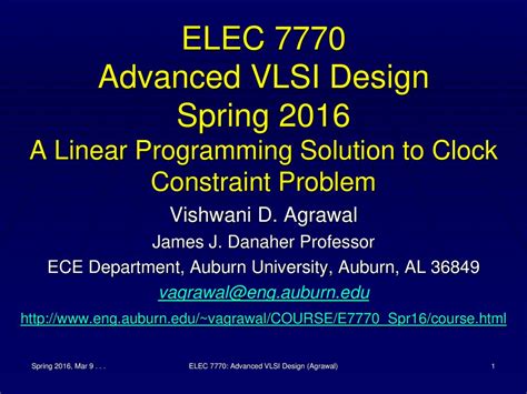 Vishwani D Agrawal James J Danaher Professor Ppt Download