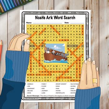 Noah S Ark Word Search Bible Puzzle Activity Worksheet By Print Adorables