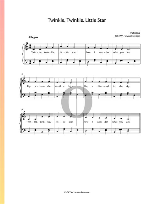 Twinkle Twinkle Little Star Anonymous Piano Sheet Music Oktav