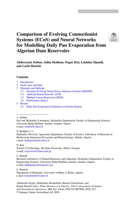 Pdf Comparison Of Evolving Connectionist Systems Ecos And Neural