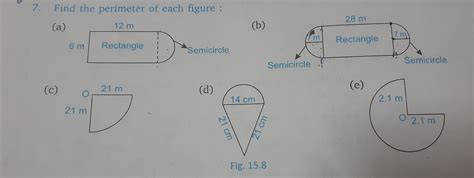7. Find the perimeter of each figure :(a)(b)(c)(d)(e)Fig. 15.8..
