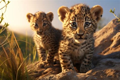 Premium Photo A View Of Leopard Cubs In The Wild