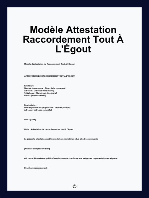 Modèle Attestation Raccordement Tout À L Égout