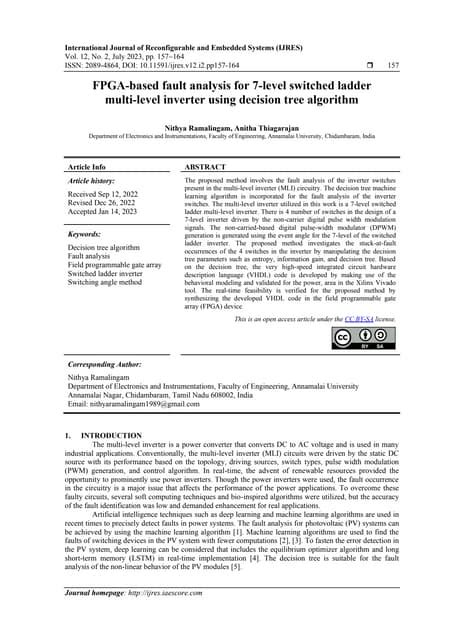 Fpga Based Fault Analysis For 7 Level Switched Ladder Multi Level