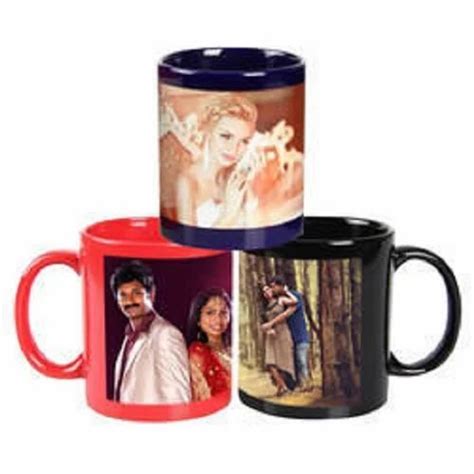 Round Ceramic Sublimation Red Patch Mug For Gifting Capacity 11OZ At