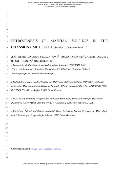 Pdf Petrogenesis Of Martian Sulfides In The Chassigny Meteorite Pdf Petrogenesis Of Martian Sulfides In The Chassigny Meteorite