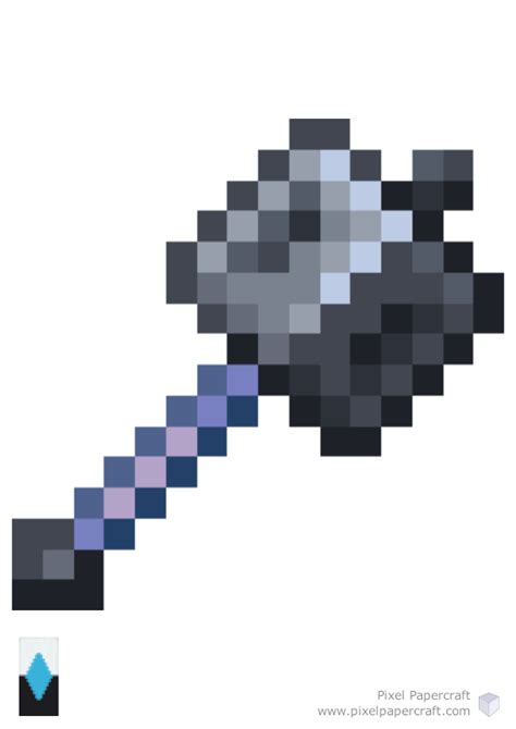 3d Minecraft Mace Pixel Papercraft