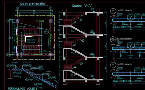 Plan de coffrage ferraillage dwg Autocad bâtiment Coffrage Calcul