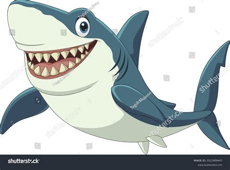 Illustration Cartoon Happy Shark Stock Vector Royalty Free 2512409447