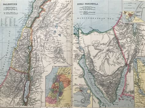 1903 Modern Palestine The Suez Canal And Sinai Peninsula Original