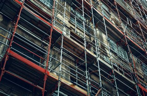 An Architecturally Structured Building With Scaffolding Stock Image An Architecturally Structured Building With Scaffolding Stock Image