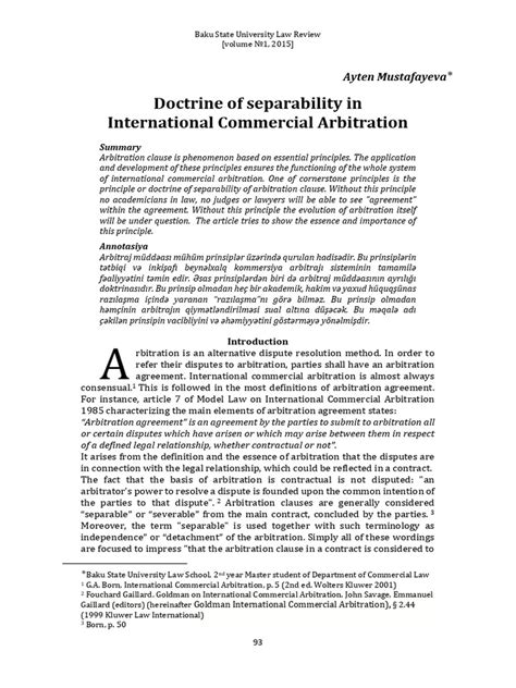 Doctrine Of Separability Pdf Arbitration Arbitration Clause