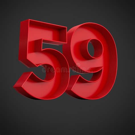 3d Render Of Red Block Digits Of The Number 59 On A Black Background