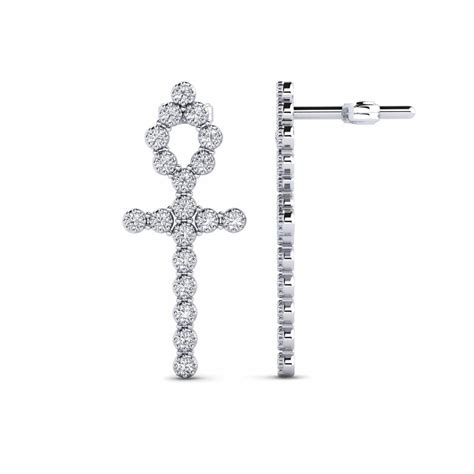 Achetez Boucle Doreille Femme Dign En Or Blanc 375 Diamant De Synthèse 0 304 Carats Ronde