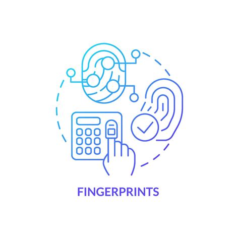 Fingerprints Blue Gradient Concept Icon Biometric Identification Technology Abstract Idea Thin