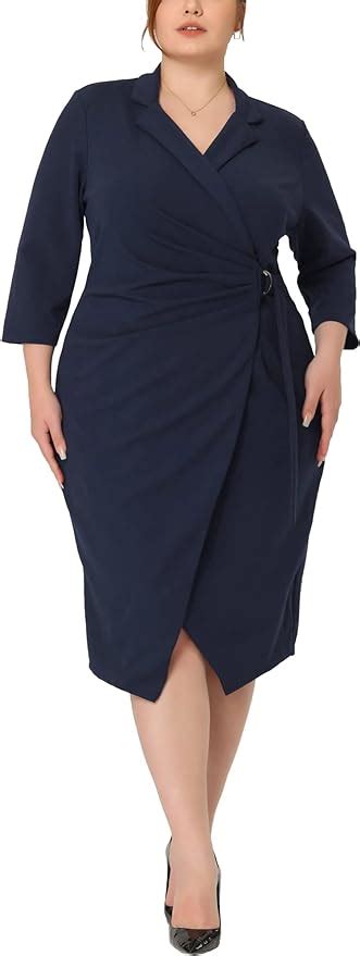Agnes Orinda Agnes Orinda Plus Size Faux Wrap Dress