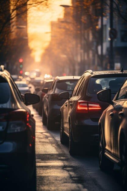 Premium Ai Image Heavy Morning Traffic With Lots Of Vehicle Exhaust Fumes