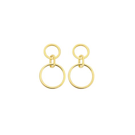 9ct Gold Double Open Circle Drop Stud Earrings Goldmark Au
