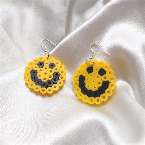 Cute Smiley Face Perler Bead Earrings Etsy