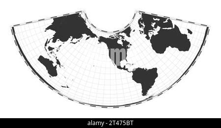 Vector World Map Albers Conic Equal Area Projection Plain World