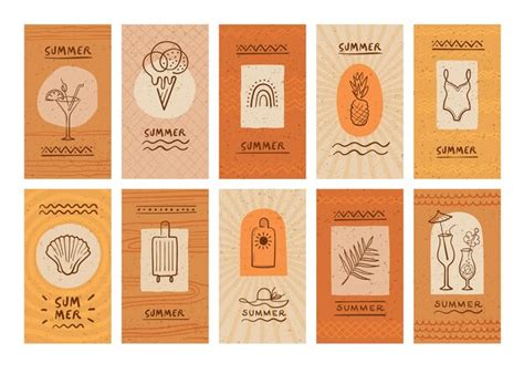 여름 이야기 표지 템플릿 소셜 미디어 이야기를 위한 여름 템플릿 표지 배너 프리미엄 벡터