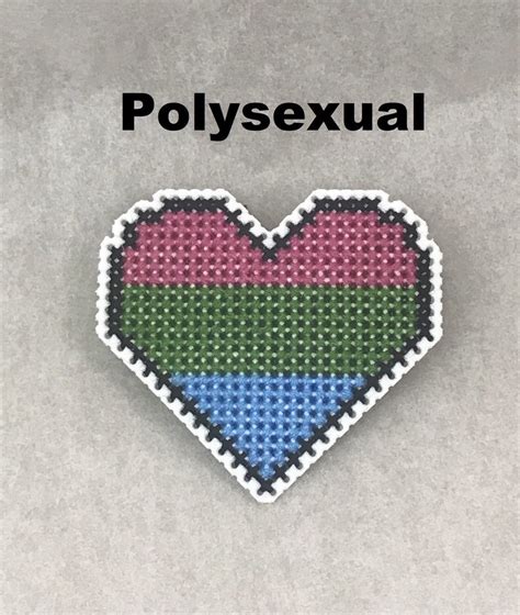 Polysexual Cross Stitch Heart Pin Eventeny