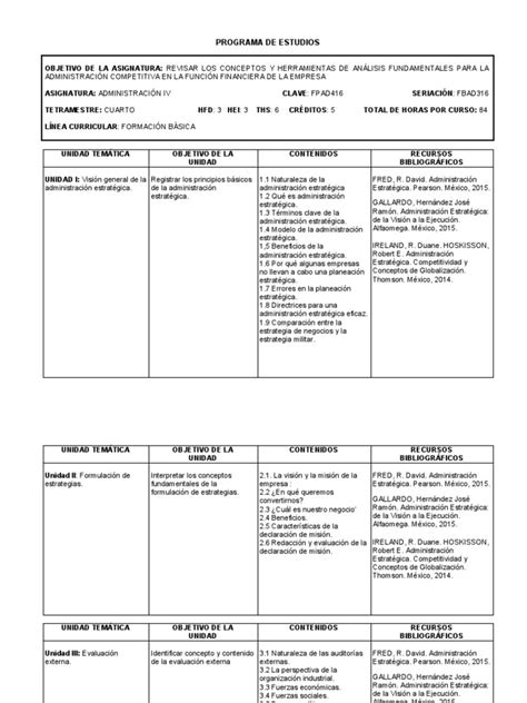 Administración Iv Pdf Evaluación Gestión Estratégica