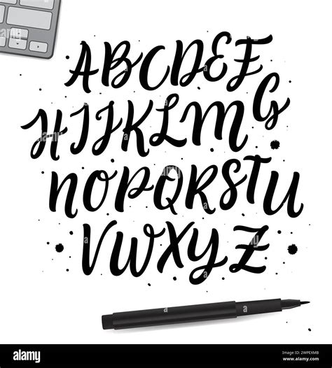 Vector Hand Drawn Alphabet Brush Paint Letters Decorative Script