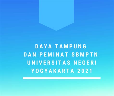 Daya Tampung Dan Peminat Sbmptn Universitas Negeri Yogyakarta 2021