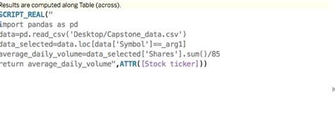 Conducting Python Script Calculation In Tableau Stack Overflow