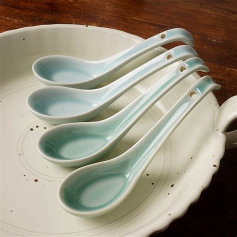 Chinese Ceramic Spoon Blue Spoon Ramen Spoon Soup Spoon Short Spoon