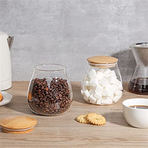 Comsaf Airtight Glass Storage Canister With Wood Lid 30oz900ml
