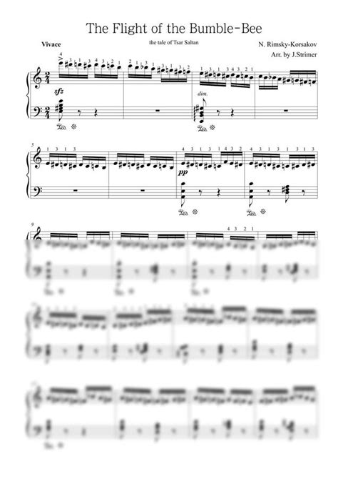 악보 Rimsky Korsakov 림스키 코르사코프 왕벌의 비행 Arr By Jstrimer By 청청이