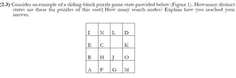 Solved Consider An Example Of A Sliding Block Puzzle Chegg