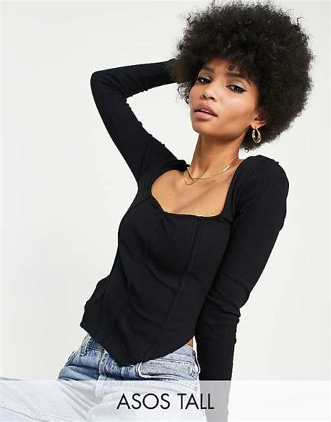 Asos Design Tall Geripptes Figurbetontes Korsett Oberteil Mit Weitem