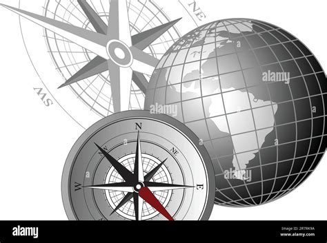 Abstract Background With A Compass And World Globe Stock Vector Image