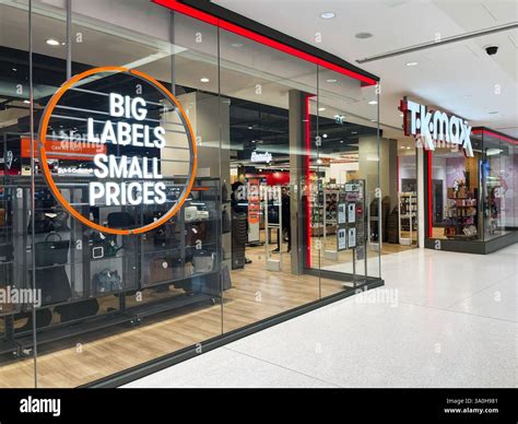 London Uk March 02 2025 Retail Tk Maxx Store Entrance Featuring Promotional Signage A