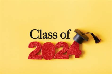 Red Glitter Number 2024 With Graduated Cap And Class Of Text Class