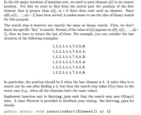Solved A Better Implementation Of Insertion Sort