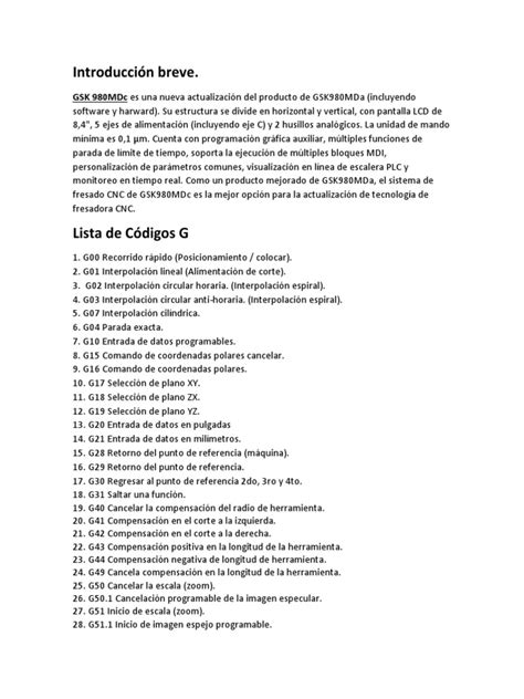 Gsk 980mdc Milling Cnc System Pdf Perforar Naturaleza