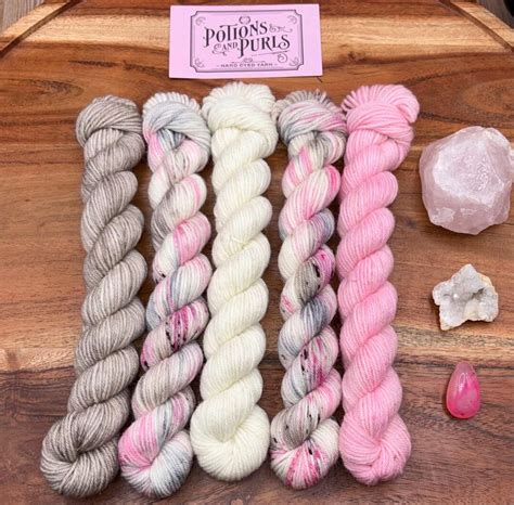 So Demure Mini Skein Set Hand Dyed Yarn Superwash Merino Nylon Pink