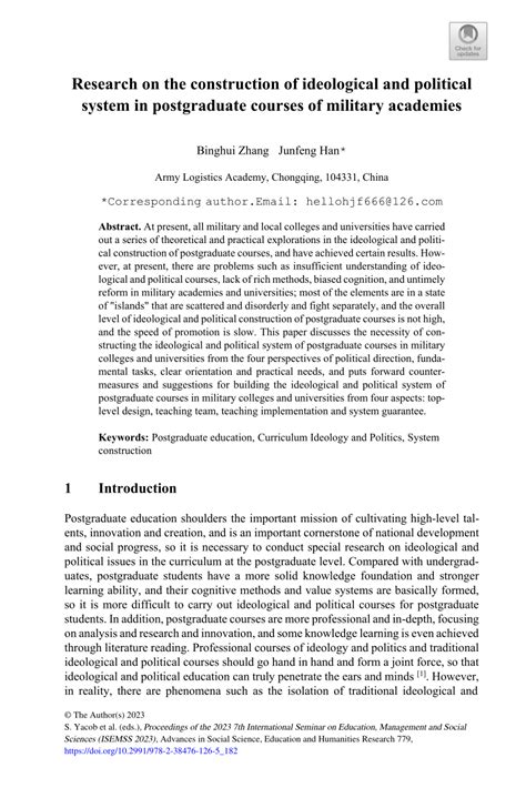 Pdf Research On The Construction Of Ideological And Political System In Postgraduate Courses