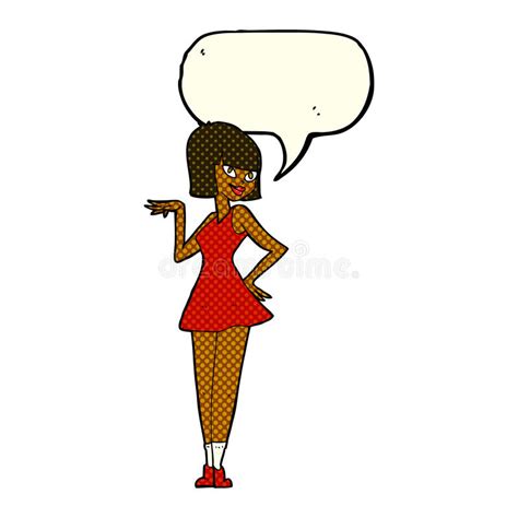 Cartoon Pretty Woman With Speech Bubble Stock Illustration