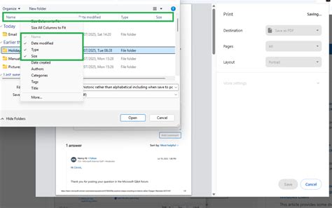 File Explorer Keeps Reverting To Historic Rather Than Alphabetical Including When Save To Pdf