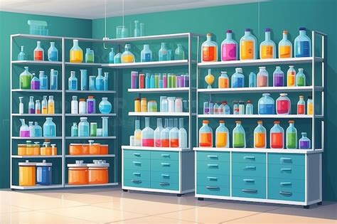 Premium Photo Wellorganized School Lab Vector Labeled Shelves And Equipment