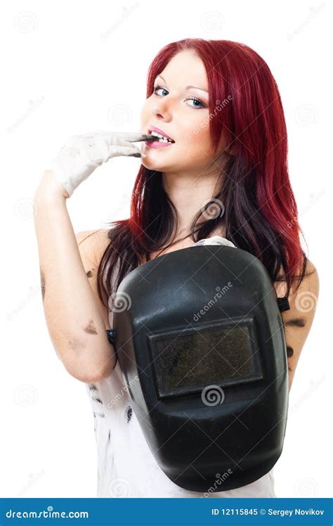 Attractive Woman Welder Stock Image Image Of Muddy Attractive 12115845