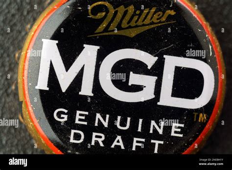 Tyumen Russia February 15 2023 Mgd Logo Retro Cap On Bottle Close Up