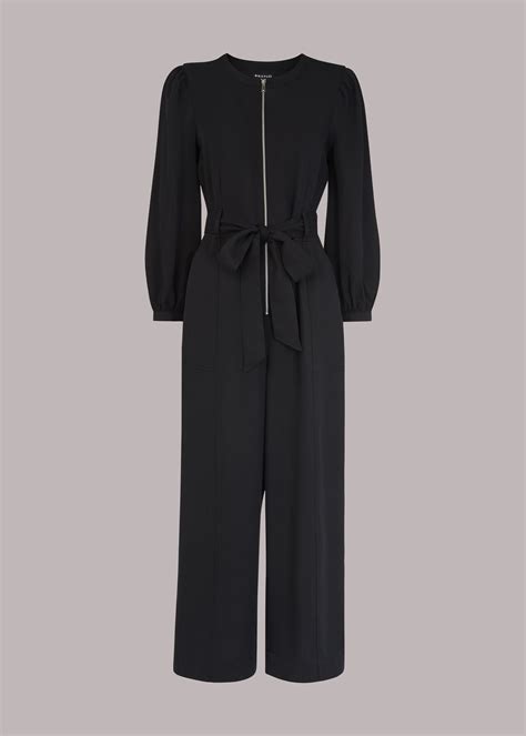 Black Estelle Zip Front Jumpsuit Whistles